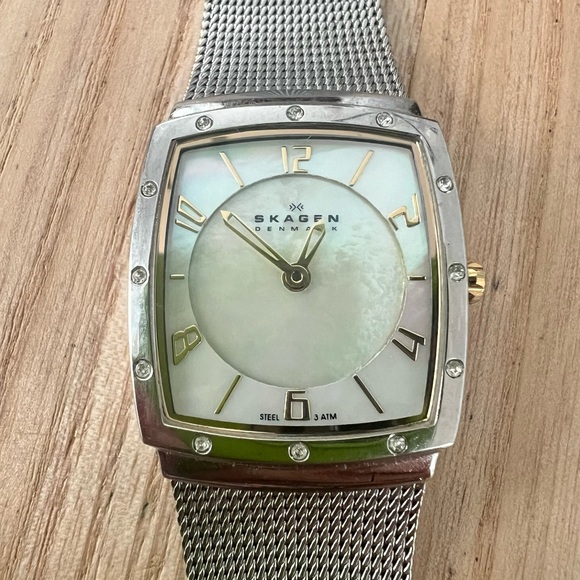 Skagen | Accessories | Skagen Denmark Ladies Rectangular Stainless Steel Dress Watch New Battery ...